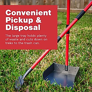 Pawler Dog Pooper Scooper for Large Dogs, Small & Medium Dogs - Heavy-Duty, Metal and Aluminum Poop Scoop Set with Rake and Tray - Dog Poop Scooper for Yard, Grass, Dirt or Gravel - Pet Supplies