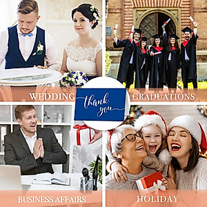 24 Pack Blue Thank You Cards With Envelopes and Stickers Leather Texture 4x6 Inch Blank Thank You Gift Note Cards Bulk for Wedding, Small Business, Baby Shower, Funeral, Graduation, Anniversaries