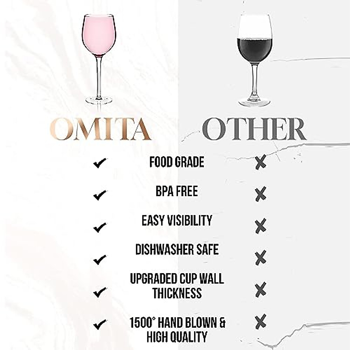 OMITA Colored Crystal Wine Glasses with Stem, Set of 4, Hand-Blown 15.72 oz - Italian Style for Red & White Wine - Elegant Drinkware for Parties & Gifts