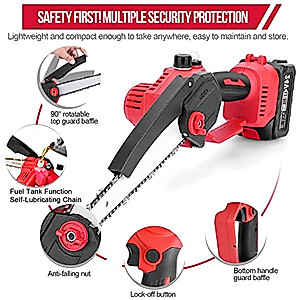 Mini Chainsaw 8 Inch, Cordless Mini Chainsaw Battery Powered with 24V 3.0Ah Batteries and 3 Chains, Brushless Motor, with Automatic Chain Lubrication