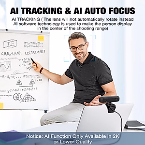 iMiSES USB C Webcam, 4K Webcam with Microphone, AI Auto-Framing, Privacy Cover, 90° FOV, White Balance, Noise-Reduce, Plug & Play, 4K Webcam for Streaming/Online Education/Video Calls/Conference