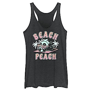 Disney Owl House Beach Peach Women's Racerback Tank Top, Black Heather, Large