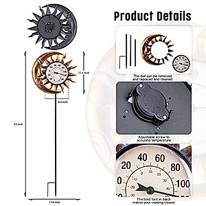 MUMTOP Outdoor Thermometers for Patio - Wall Thermometer, Indoor Outdoor Thermometer with Garden Stake for Home and Garden Decor (Sun and Moon)