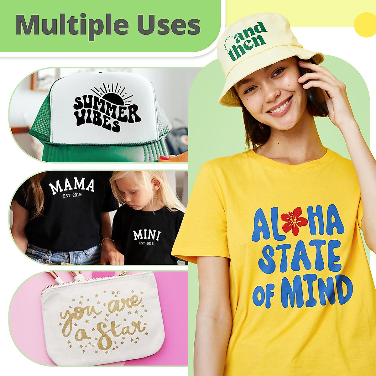 HTVRONT White HTV Vinyl Roll - 12" x 10ft White Iron on Vinyl for All Cutter Machine, Heat Transfer Vinyl Rolls for t Shirts - Easy to Cut & Weed for Heat Vinyl Design