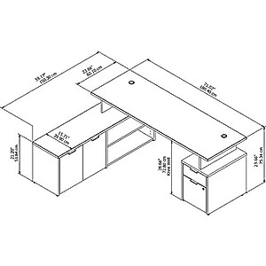 Bush Business Furniture Jamestown L Shaped Desk with Drawers, 72W, Storm Gray
