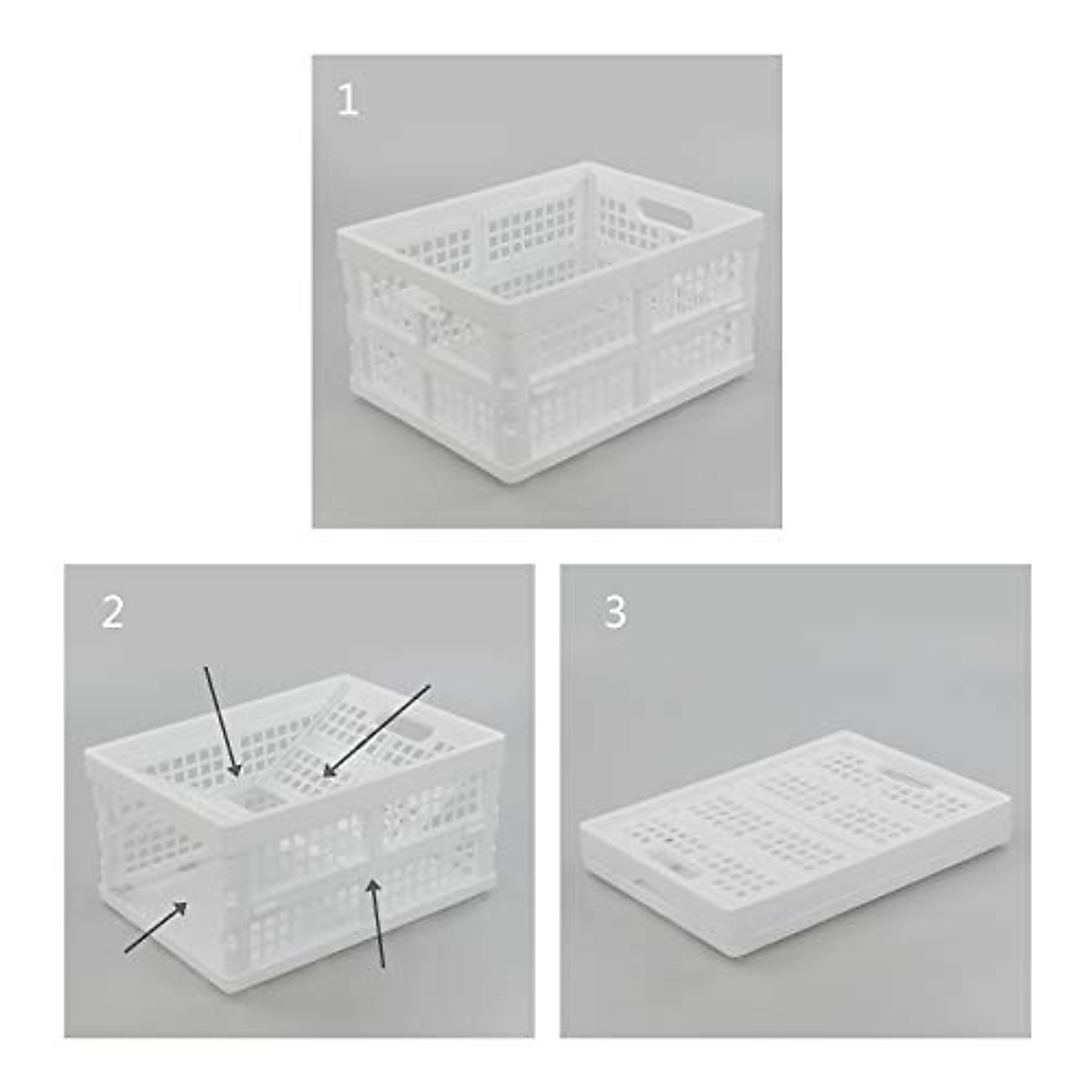 Yarebest 3-Pack 15 Liter Collapsible Crates, Folding Basket Bins for Storage