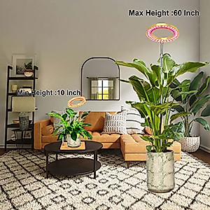 YVMOOEC Grow Light for Indoor Plants LED Growing Light for Indoor Plants Full Spectrum with Base,Height Adjustable 10-60 Inch, Idea for Plant Shelf,Plant Pots,Desk Large Plant Light