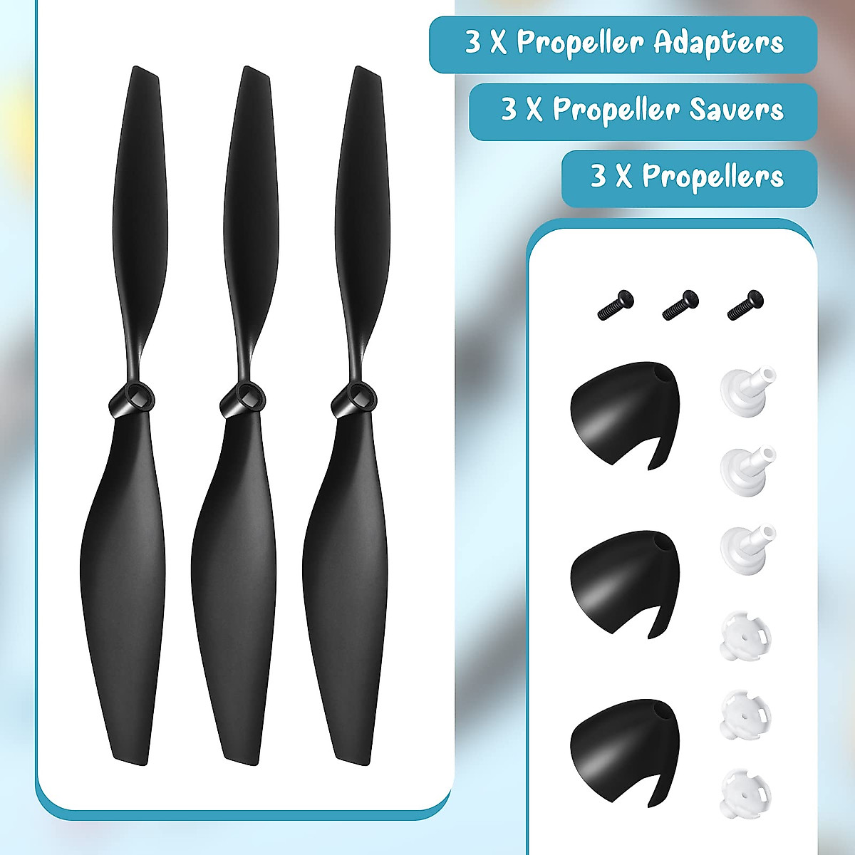 Zhanmai 3 Sets Spare Rc Plane Propellers Rc Airplane Carbon Fiber Nose Cone Compatible with Tr-c285g Plane and Tr-c385 4 Channel Remote Control Airplane with Propeller Savers and Adapters