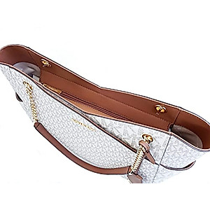 Michael Kors Jet Set Travel Large Chain Shoulder Tote (VANILLA Multi)