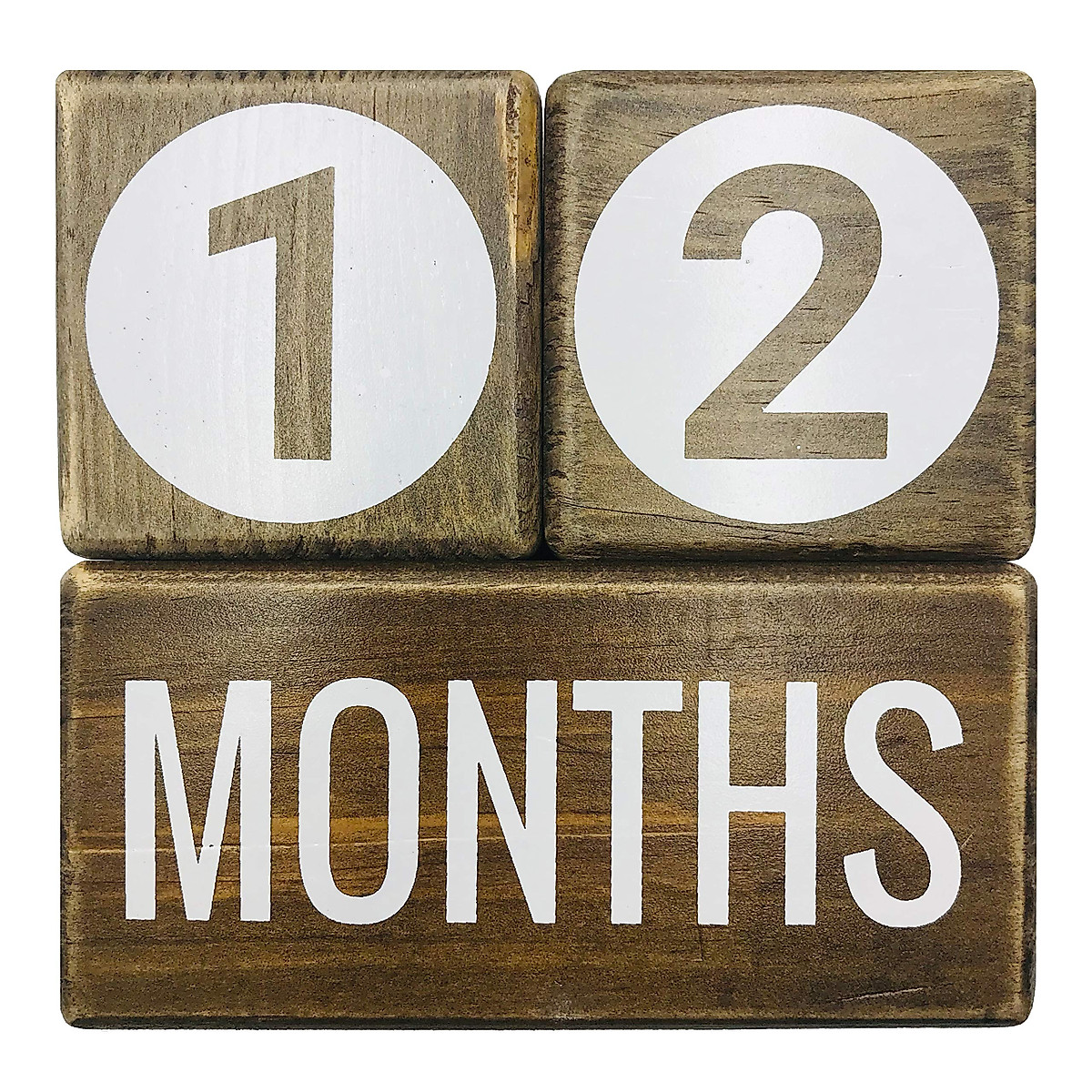 SWOOFE Baby Milestone Age Blocks for Boy or Girl - Non Toxic Natural Rustic Walnut Pine Wood - Milestone Blocks Set - Weekly Monthly First Year Picture Newborn Photography Prop, Perfect Shower Gift