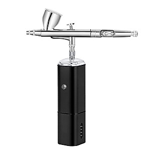 Casubaris cordless Portable Airbrush kit with Compressor,Rechargeable and replaceable auto Stop Dual Action air Brush Pen,Match Different Airbrush Guns for Barbers Model Painting Nail Art Craft Makeup