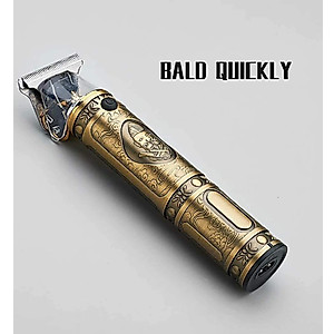Electric Pro Li Outliner Grooming Rechargeable Cordless Close Cutting T-Blade Trimmer for Men 0mm Baldheaded Hair Clippers Zero Gapped Detail Beard Shaver Barbershop for Father's Day (Gold)