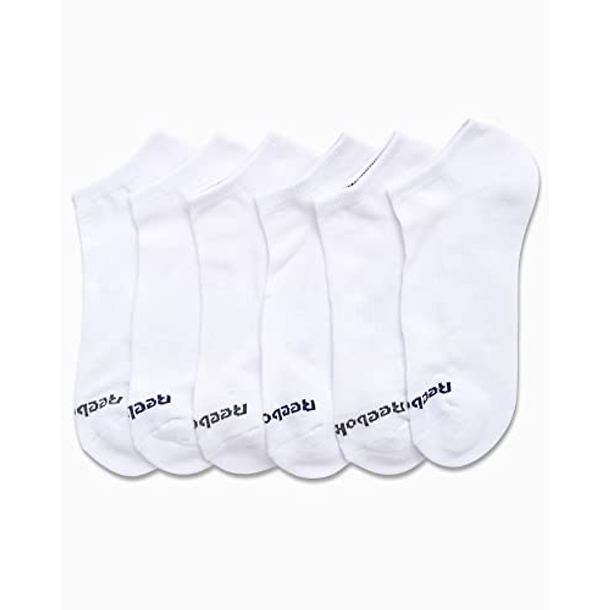 Reebok Mens' Breathable No-Show Low Cut Basic Cushion Socks (6 Pack), Size Shoe Size 6-12.5, Classic White
