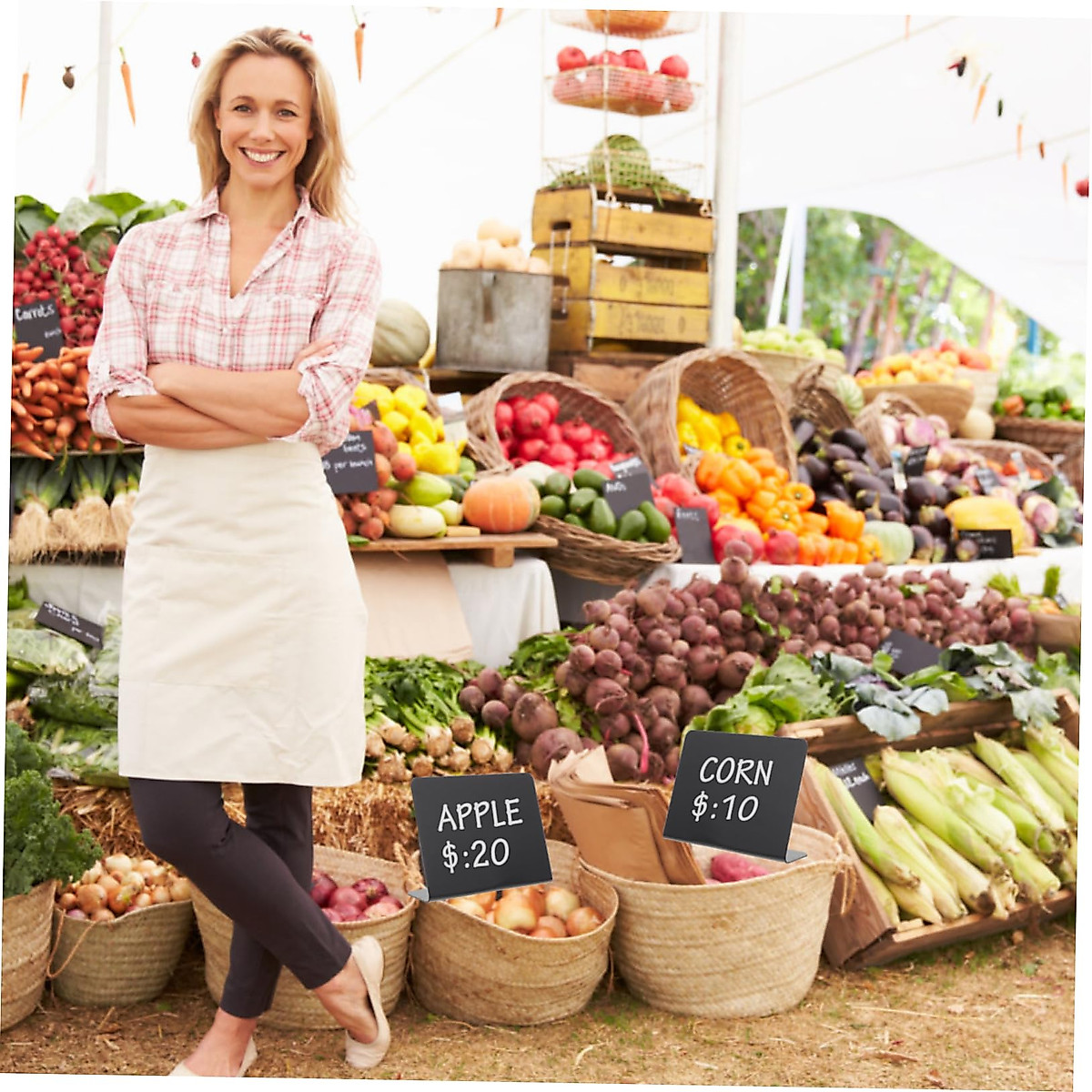 Ciieeo 16pcs Supermarket Label Chalkboard Table Chalkboard Message Board Chalkboard Kitchen Signs Chalkboard Menu Board Desk Topper Food Decor Plastic Child Hot Bend Blackboard Table