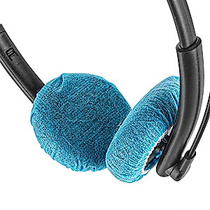 Geekria 100 Pairs Disposable Headphones Ear Cover for Small Call Center Headset Earcup, Stretchable Sanitary Ear Pads Cover, Hygienic Ear Cushion Protector (XS/Blue)