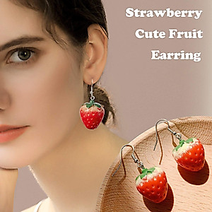 EIELO 16 Pairs Cute Funny Weird Earrings Boba Water Bottle Pearl Milk Tea Food Gummy Bear Fruit Mushroom Goldfish Earring Set Cute Funny Dangle Drop Earrings for Women
