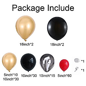 Red Black Gold Balloon Garland Arch Kit, 149Pcs Chrome Metallic Gold Marble Agate Black Balloons for Men Women Kids Birthday Party Decorations Baby & Bridal Shower Wedding Graduation Party Supplies