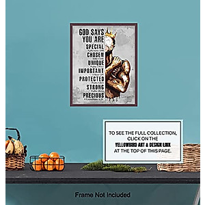 Motivational Black Art - Religious Wall Decor - African American Wall Art - Afro Wall Art - Christian Gifts for Men - Inspirational Scripture - Man Cave Home Office -Bible Verses -Spiritual Wall Decor