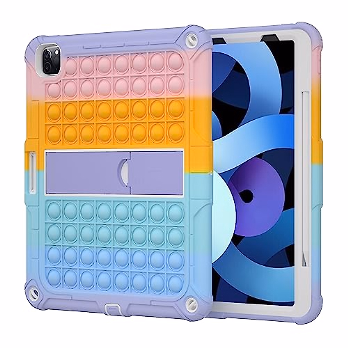 XZC iPad Pro 12.9 Case 2022/2021/2020/2018 Heavy Duty Shockproof Cover for iPad Pro 12.9 Inch 6th Generation 2022 / 5th Gen 2021 / 4th Gen 2020 / 3rd Gen 2018 (Rainbow 2)