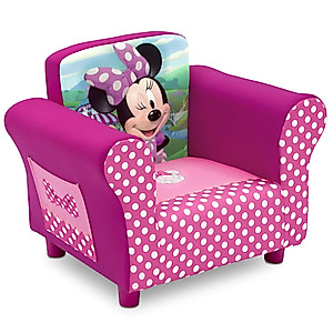 Delta Children Upholstered Chair, Wood, Disney Minnie Mouse & Disney Minnie Mouse 6 Bin Design and Store Toy Organizer