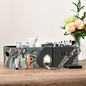 J JOYSAY Skull Skater Boy Storage Basket Felt Storage Bin Collapsible Nursery Hamper Foldable Felt Cube Organizer for Bookshelf Bedroom Keepsake