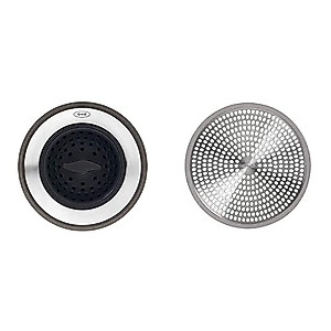 OXO Good Grips 2-in-1 Sink Strainer Stopper & Good Grips Shower Stall Drain Protector, Stainless