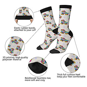 AOYEGO Roller Derby Skates Funny Socks Lovely Color Boot 90s Disco Relaxation Girl Skating Novelty Casual Crew Socks Contrast Color Design for Women Men Gift