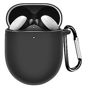 Compatible for Google Pixel Buds Pro 2022 Case Cover, [Front LED Visible] [Keychain] Silicone Protective Cover Case for Google Pixel Pro Case (Black)