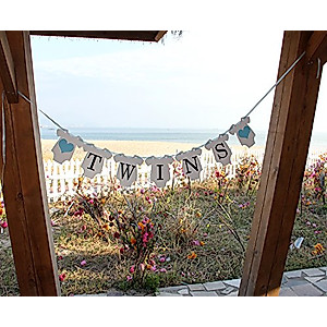 INNORU(TM) It is Twins Banner Baby Shower, Gender Reveal,Babies Party Decorations for Baby Boy 1st 2nd Birthday Banner