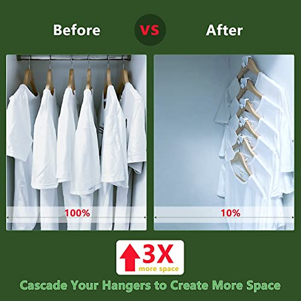 20 Pcs Hanger Hooks for Saving 7X Closet Space fits All Hangers, Value Pack Space Saving Closet Hanger Organizers for Hanger Connection, AS SEEN ON TV, Space Frog & Diamond for hangers, White