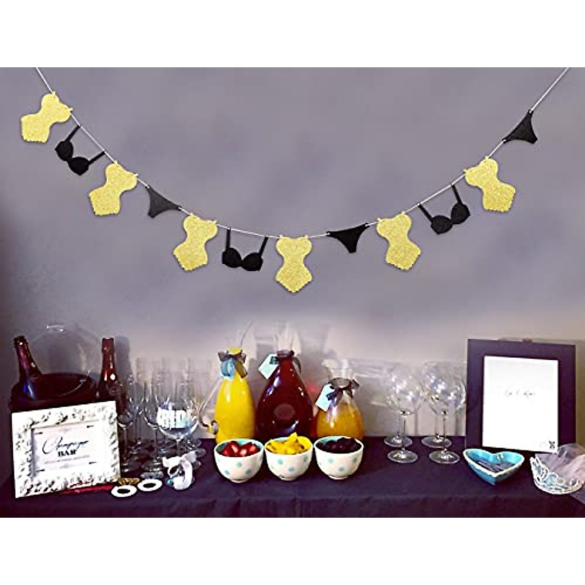 Bachelorette Party Banner- Lingerie Party Banner, Engagement Party Decorations, Glitter Bra and Panties Banner, Bridal Shower Decorations