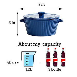 Eddie's Home ceramic round shape pot,Binaural handle,40oz-4 shine colors,for soup and steaming (Green)