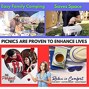 scuddles Picnic Blankets Dual Layers Picnic Blanket Outdoor Water-Resistant Handy Mat Tote Spring Summer Camping Blanket Great for The Beach