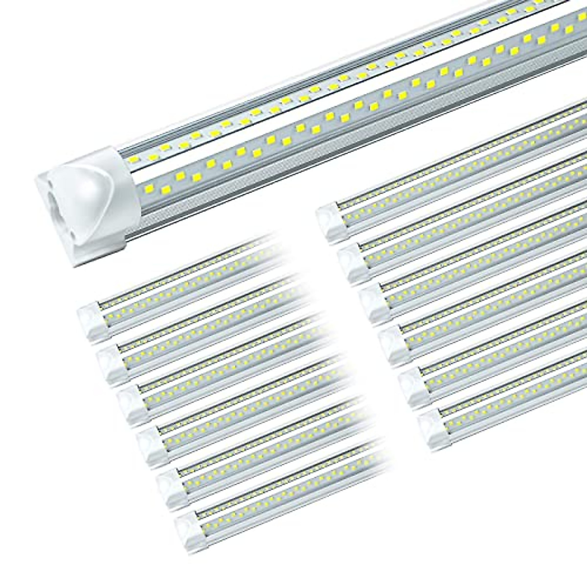 ONLYLUX 8ft LED Shop Light, 8' 100W 15000lm 6000K (12 Pack), 8 Foot Linkable led Shop Lights with Plug Fixture for Garage Workshop, T8 LED Tube Lights, High Output,