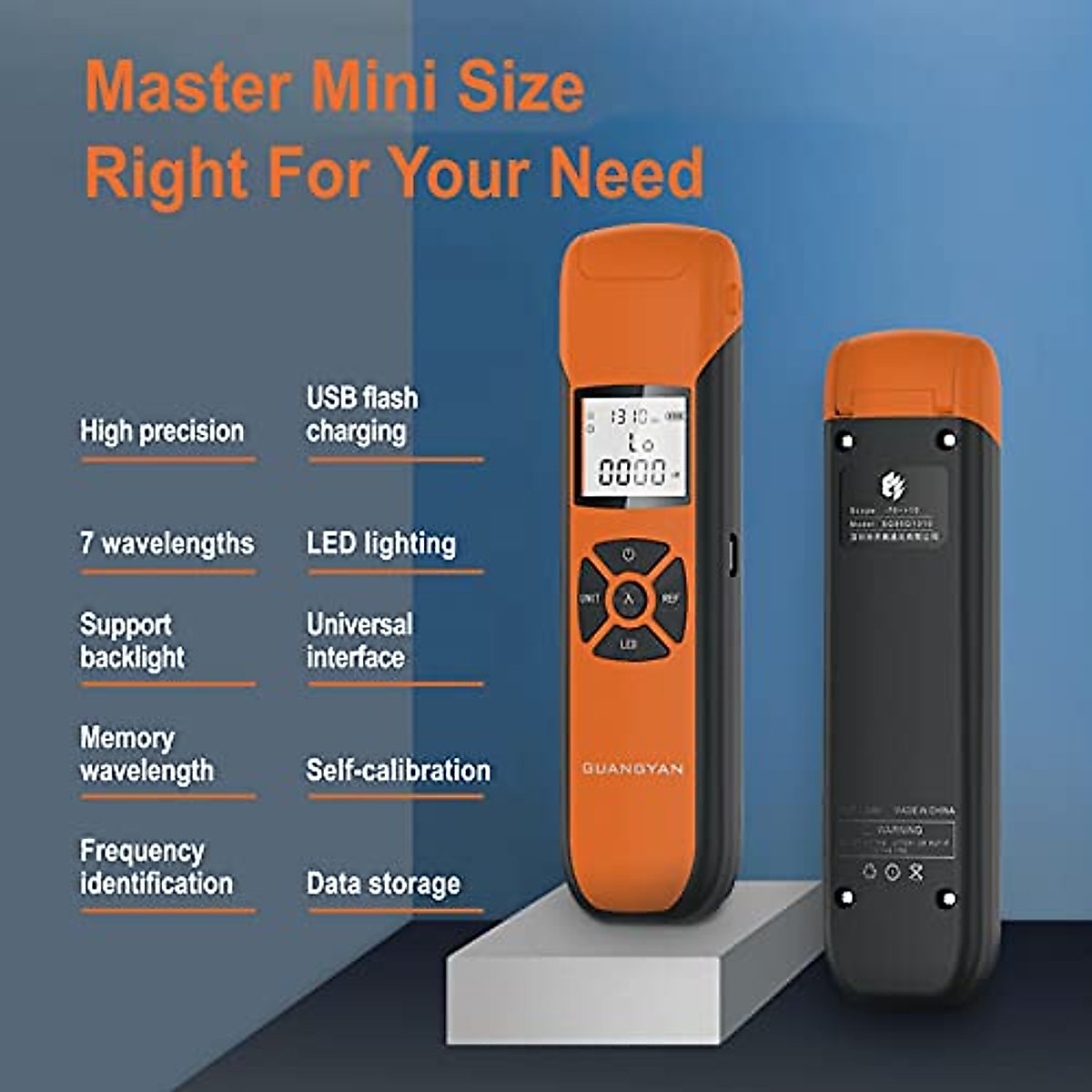 Optic Power Meter -70~+10 dBm Fiber Light Meter for Testing 7 Calibrated Wavelengths Rechargeable