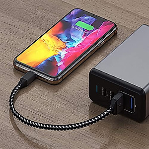 GKW Short iPhone Charger Cable 1ft Power Bank Cable,1 Foot Lightning Cable Compatible with iPhone 12 Pro Max/12 Mini/11 Pro Max/Xs Max/XR/X/8 Plus/SE 2020/7/6/5/se,Black
