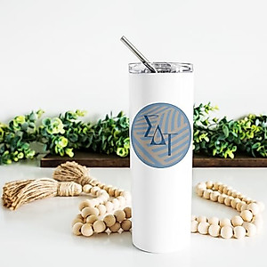 Sigma Delta Tau Stainless Steel Skinny Tumbler 20 OZ, Vacuum Double Wall Insulated Tumbler Cup, Tumbler with Lid and Straw, Gift for Coffee Water Hot Cold Drinks (Sigma Delta Tau - 13)