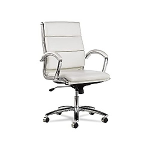 Alera ALENR4206 Neratoli Series Mid-Back Slim Faux Leather Chair - White/Chrome