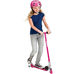 Razor S Spark Sport Kick Scooter for Kids Ages 8+ - LED Light-Up Wheels, Full-Deck Grip Tape, Lightweight Aluminum Frame, Foldable, for Riders up to 220 lbs