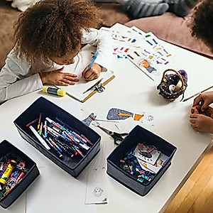 Utureal Set of 3 Foldable Storage Cubes, Fabric Storage Box Desk Organizers for Home and Office, Storage Bins for Cabinet Shelves Closet Drawer Organizing, Toys, Clothes Storage Container (Dark Grey)