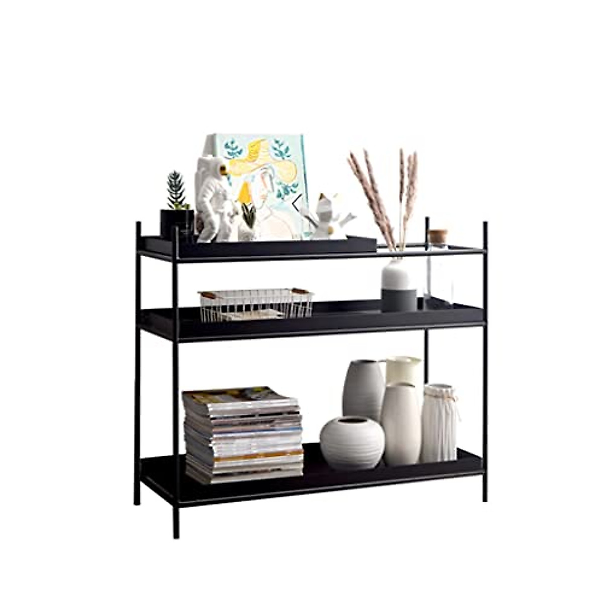 SLNFXC Industrial Style Iron Shelves Long Narrow Bookshelf Living Room Doorway Foyer Floor Storage Low Cabinet