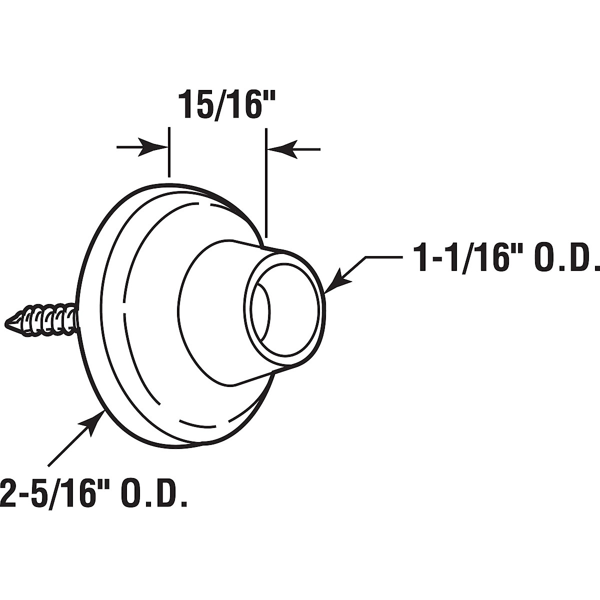 Prime-Line J 4787-M Wall Stop – Protects Walls from Door Knob Damage – 2-5/16” Outside Diameter Classic Bronze Cover with 1-1/8” Gray Round Rubber Bumper – Easy to Install (Single Pack)