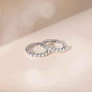 Mameloly 925 Sterling Silver Post Hoop Earrings for Women Silver Dainty Cubic Zirconia CZ Huggie Hoop Earrings Hypoallergenic