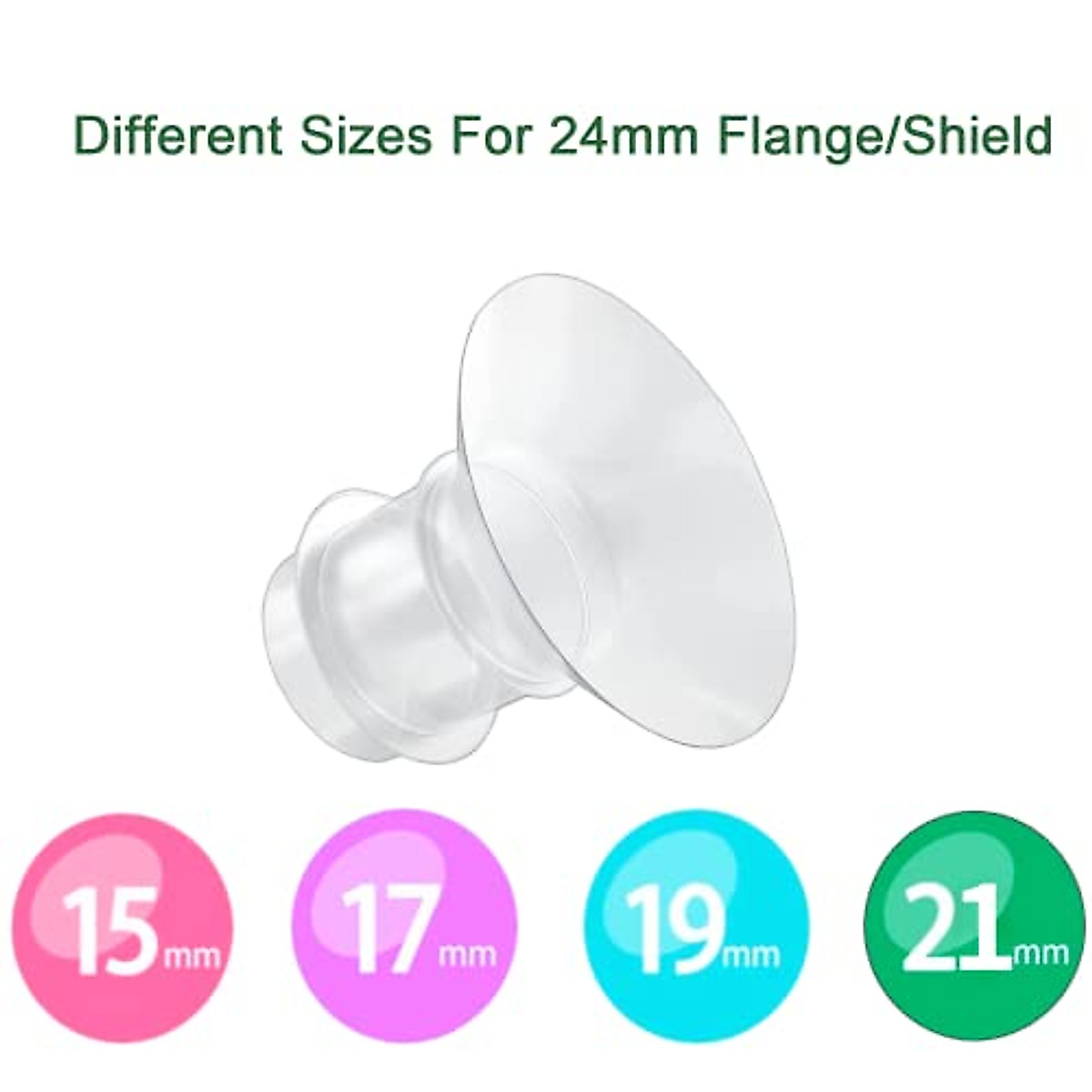 Flange Inserts 13/15/17/19/21mm Suitable for Medela,Spectra 24mm Shields/Flanges,Willow Cups.Compatible with S9/S10/S12 Wearable Breast Pump,Reduce Tunnel Down to Correct Size,5PCS