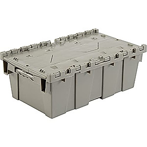 Global Industrial Distribution Container With Hinged Lid, 19-5/8x11-7/8x7, Gray