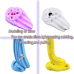 wkjwjy Fluffy Butter slime Kit 4 Pack, Big Ice Cream Making Cloudz Dope Glossy for Toddlers age, Soft Scented Stretchy Non Toxic with Charms Cute Stuff，Age 6-8 Girls Boys Birthday Easter