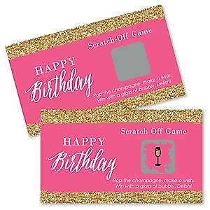 Big Dot of Happiness Chic Happy Birthday - Pink and Gold - Birthday Party Game Scratch Off Cards - 22 Count