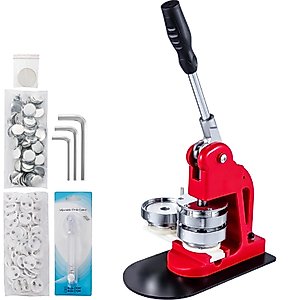 VEVOR Button Maker 75mm Button Badge Maker 3 inch Red Pins Punch Press Machine with 500 Pcs Circle Button Parts and Circle Cutter (75mm, 3inch)