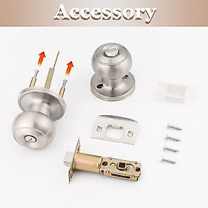 Probrico 8 Pack Interior Privacy Door Knobs Keyless Door Lock Lockset Round Doorknobs in Satin Nickel Door Locks for Bedrooms and Bathrooms Adjustable Latch Backset