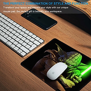 olciunix YoDa Mouse Pad with Stitched Edges Personalized Design Computer Laptop Gaming Mousepad Non-Slip Washable Rubber Desk Mat 12 x 10 inch